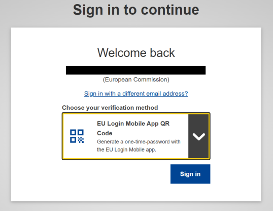 Sign in with the EU Login Mobile App QR code - EU Login Portal